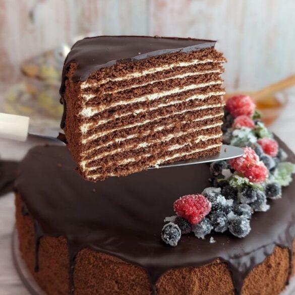 Chocolate Spartak cake – most delicious Russian layer cake