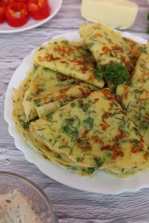 Herb and cheese blini – savory herb pancakes with cheese