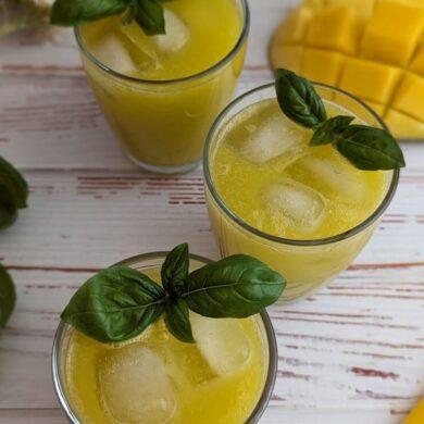 Mango lemonade – sugar free recipe with basil